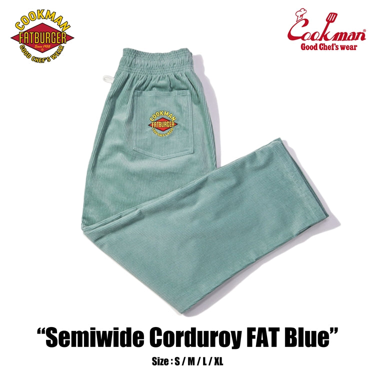 Cookman Chef Pants Semiwide- Corduroy : FAT Blue - Cookman