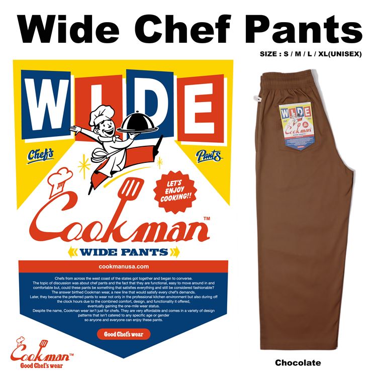 Cookman Wide Chef Pants - Chocolate - Cookman